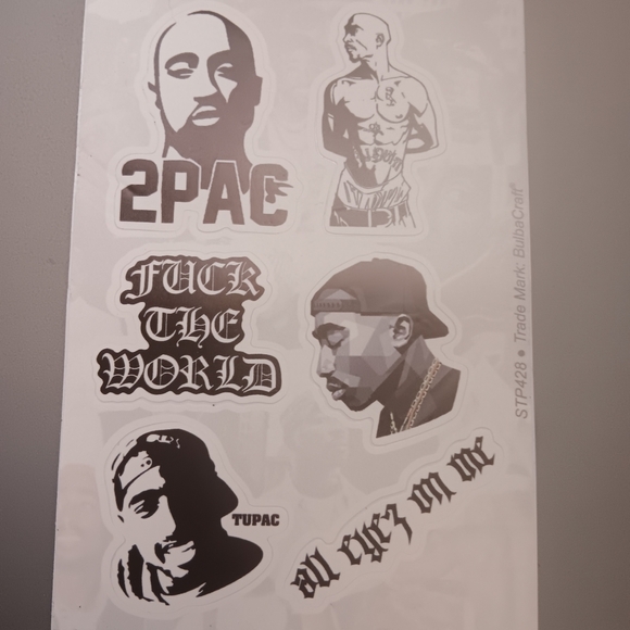 Design | Tupac Shakur All Eyes On Me Stickers 6 Pc New 2pac Black White ...